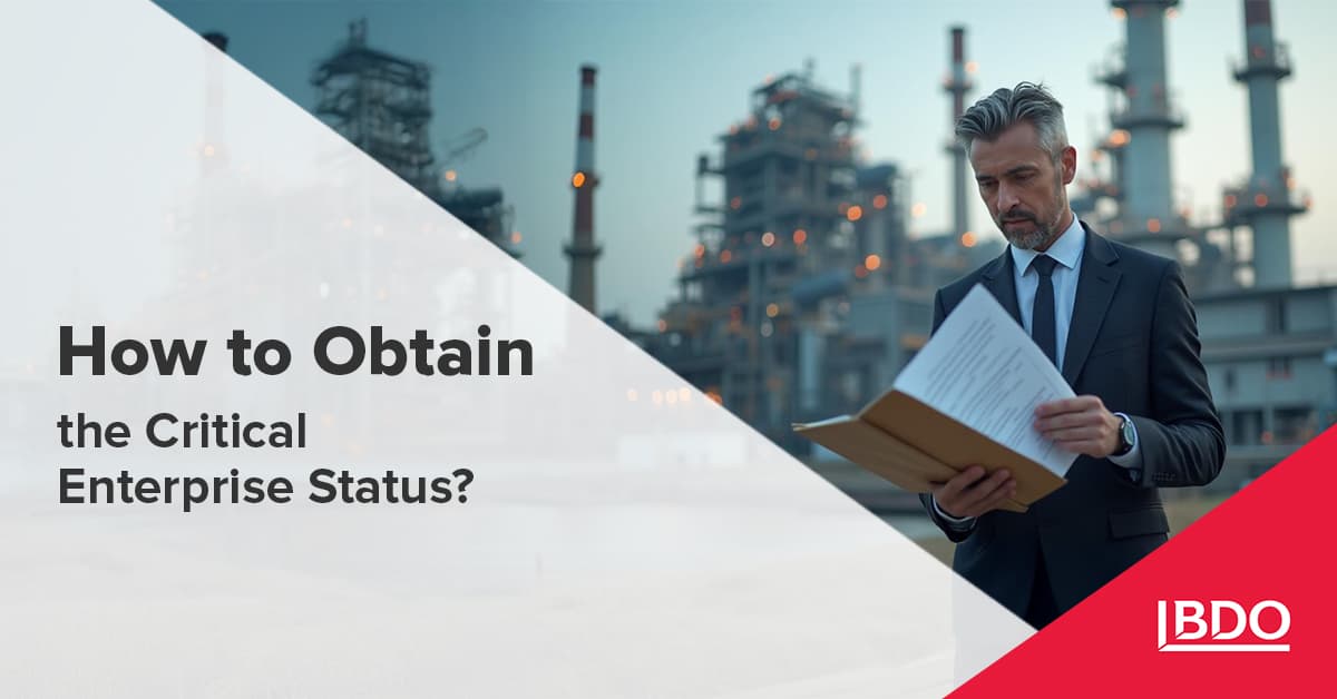 Critical enterprise | status, criteria, reservation - BDO